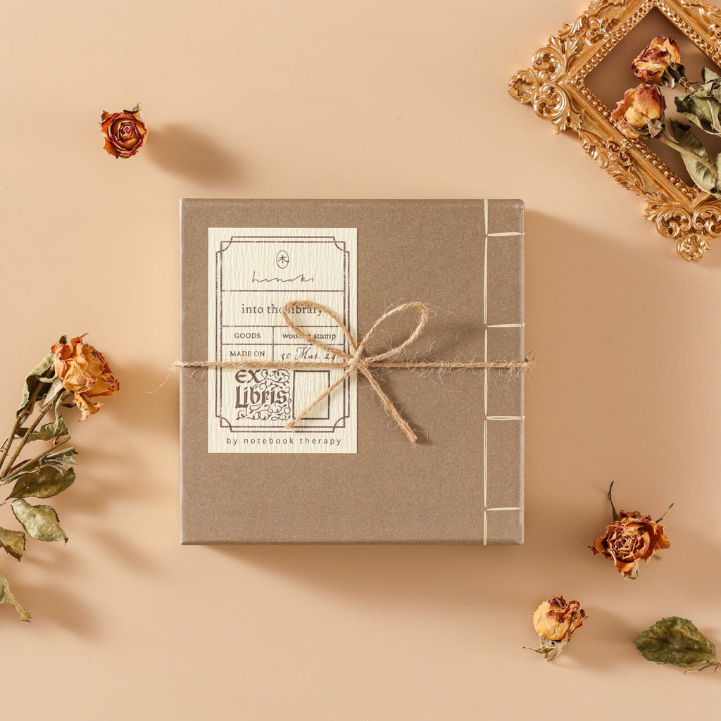 Hinoki - ‘Into the Library’ Engraved Wooden Stamp Set – NotebookTherapy