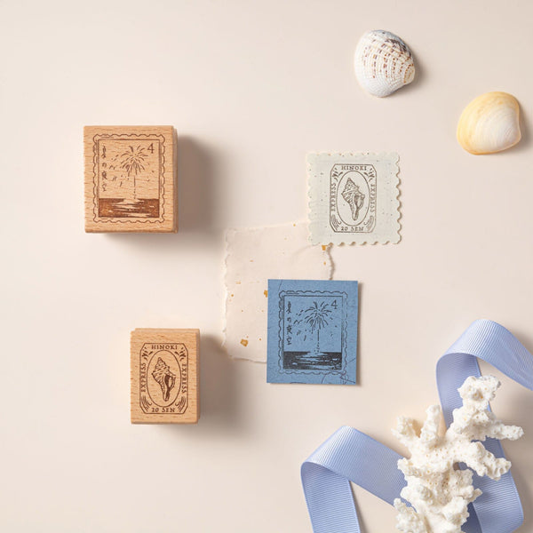 Hinoki - ‘Into the Wave’ Wooden Stamps Set – NotebookTherapy