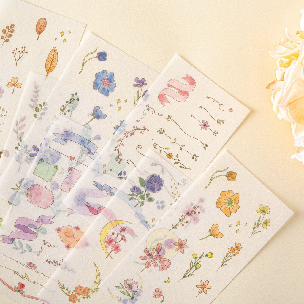 Tsuki ‘Watercolour Garden’ Stickers - Set Of 10 – NotebookTherapy